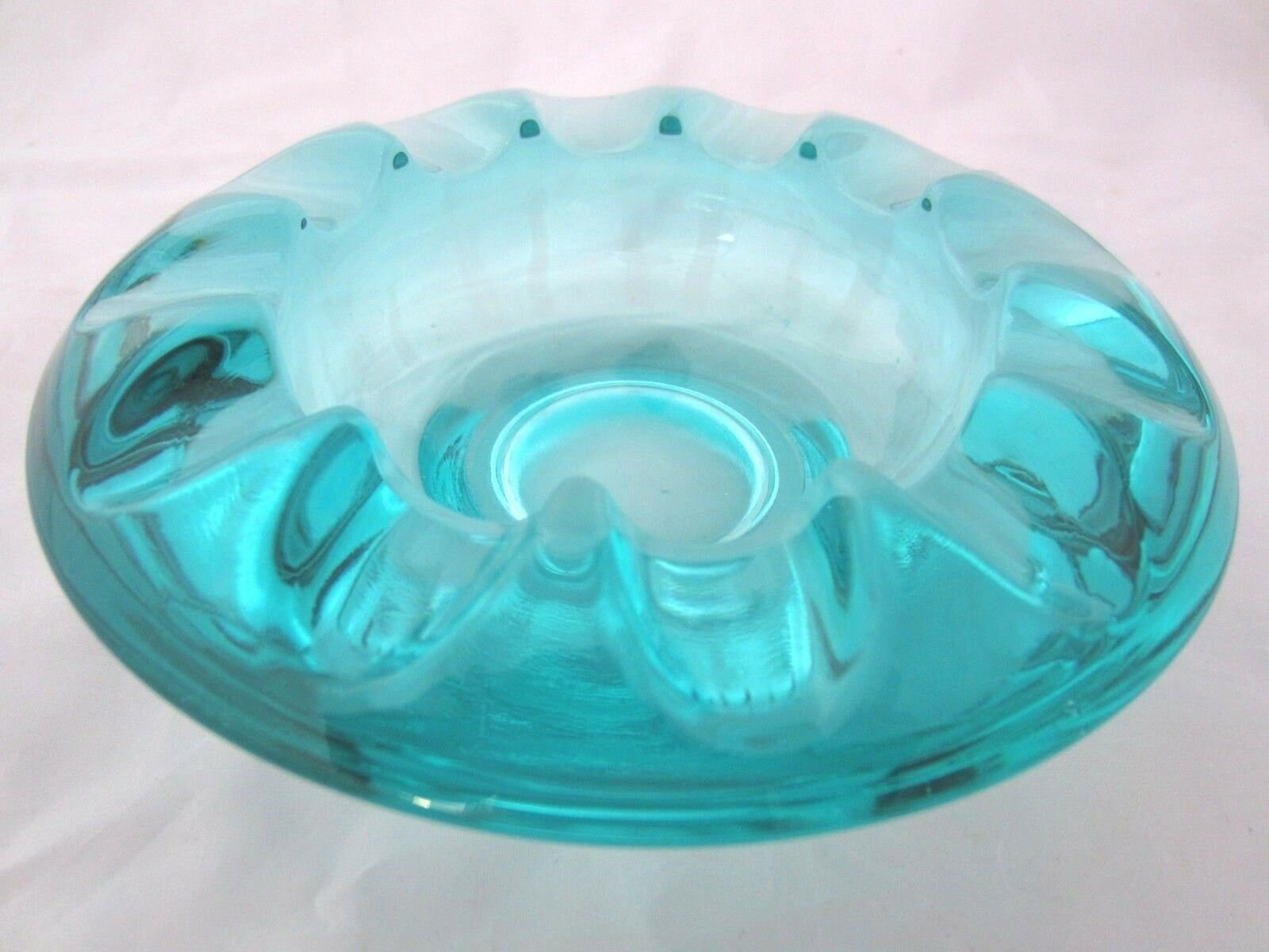 1960s Adolf Matura turquoise glass dish//bowl, Czech Rosice Libochovice ...